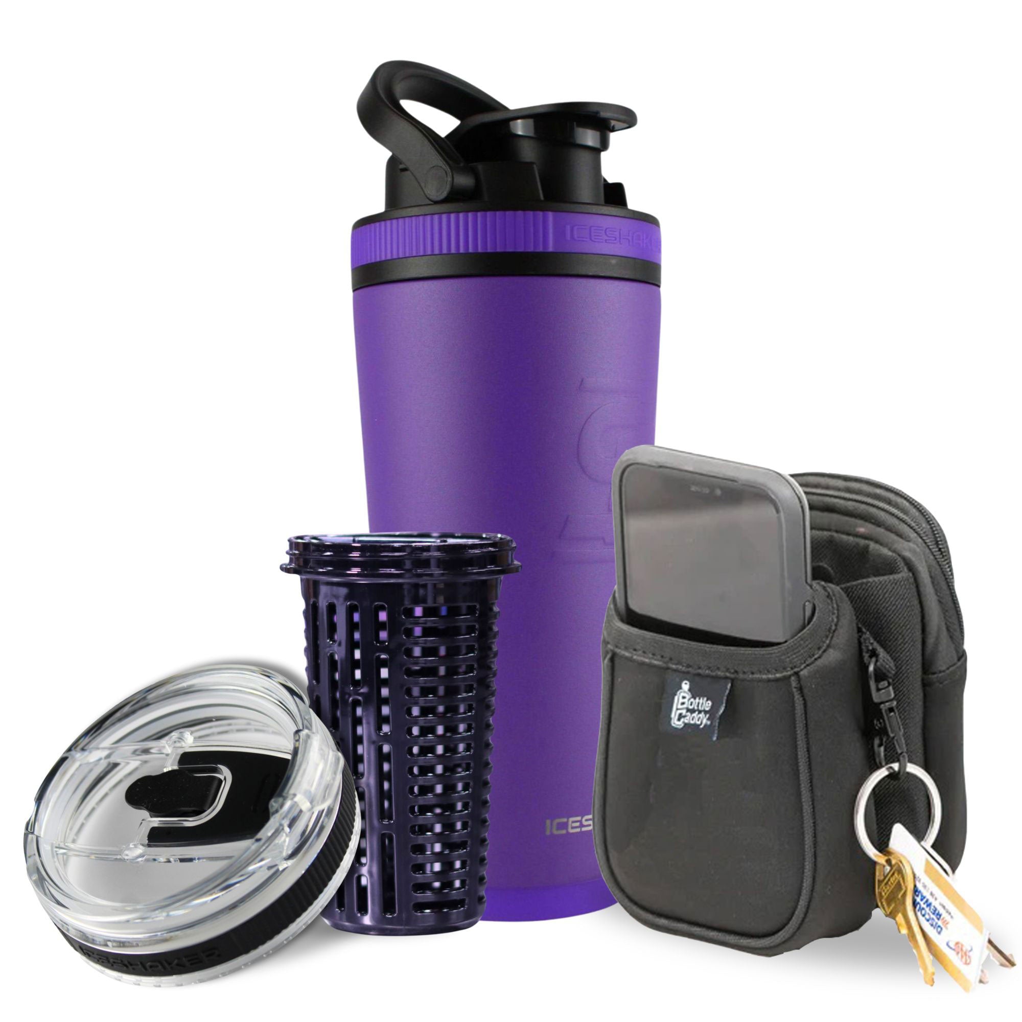 Purple 26oz Shaker Bottle & Accessories Bundle | Ice Shaker