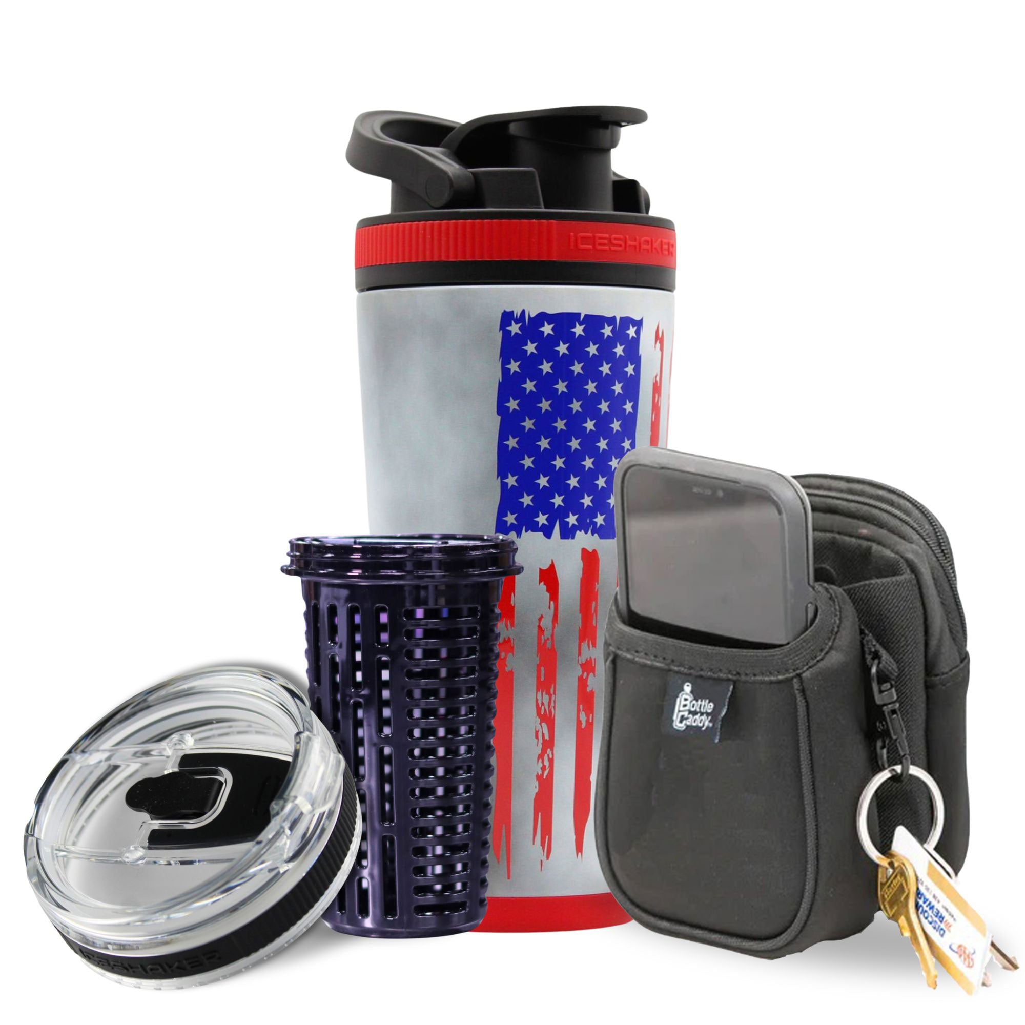 American Flag 26oz Shaker Bottle & Accessories Bundle | Ice Shaker