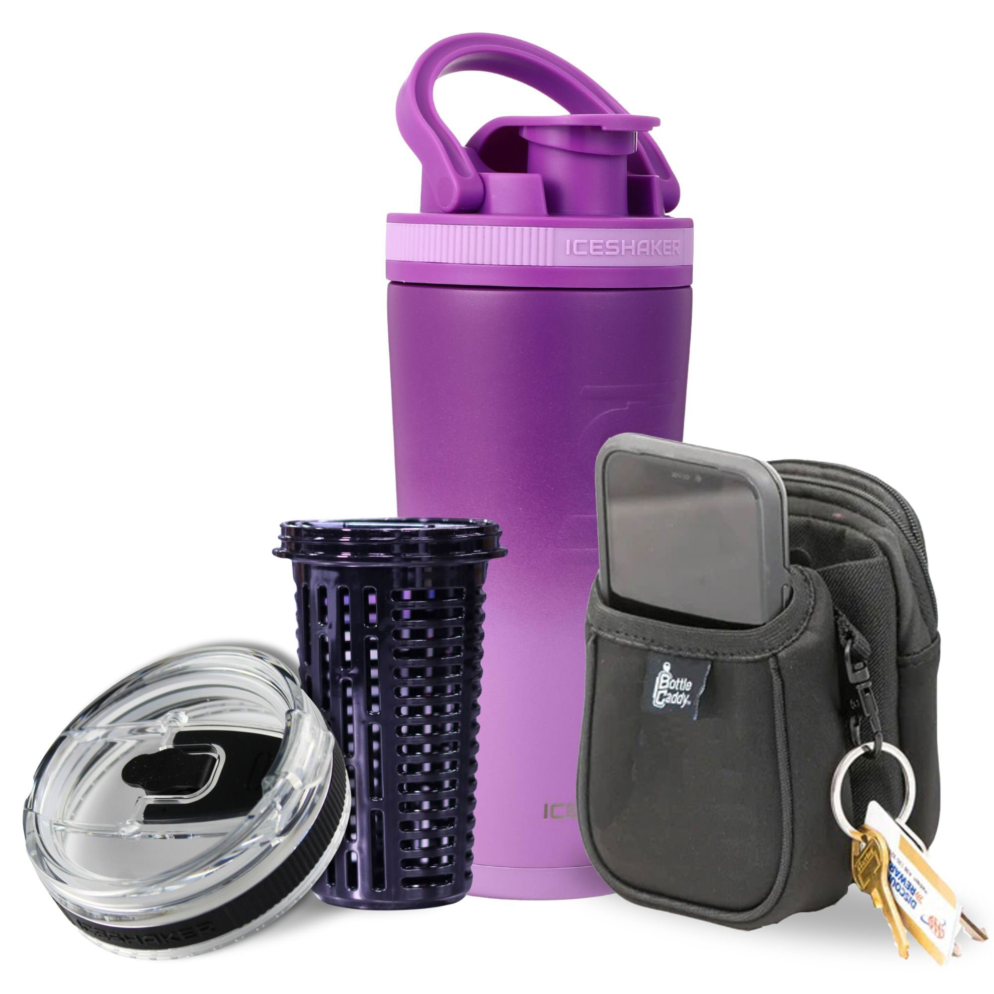 Purple Color Rush Shaker Bottle & Accessories Bundle | Ice Shaker