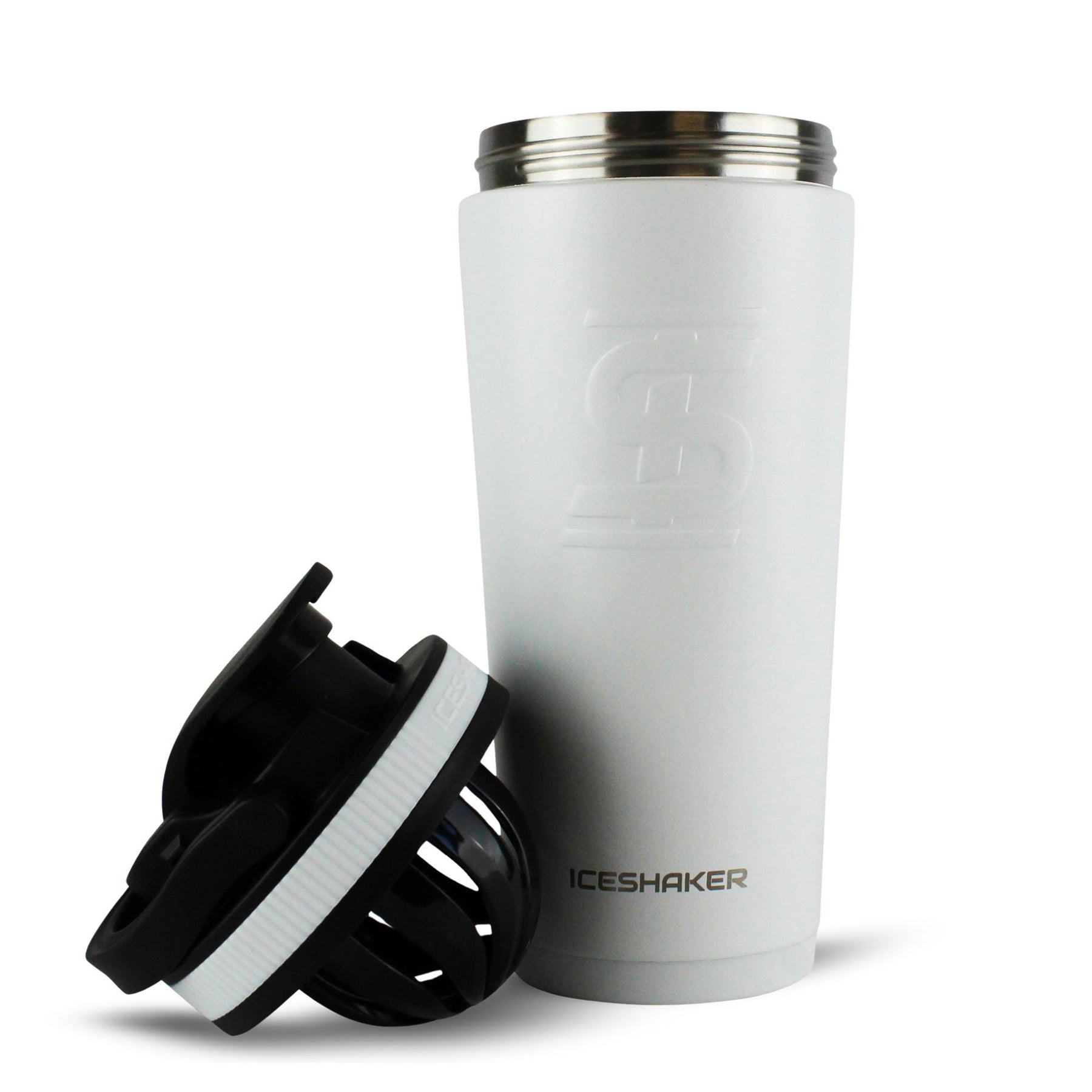 Stainless Steel Protein Shaker Bottle, White, 26oz | Ice Shaker