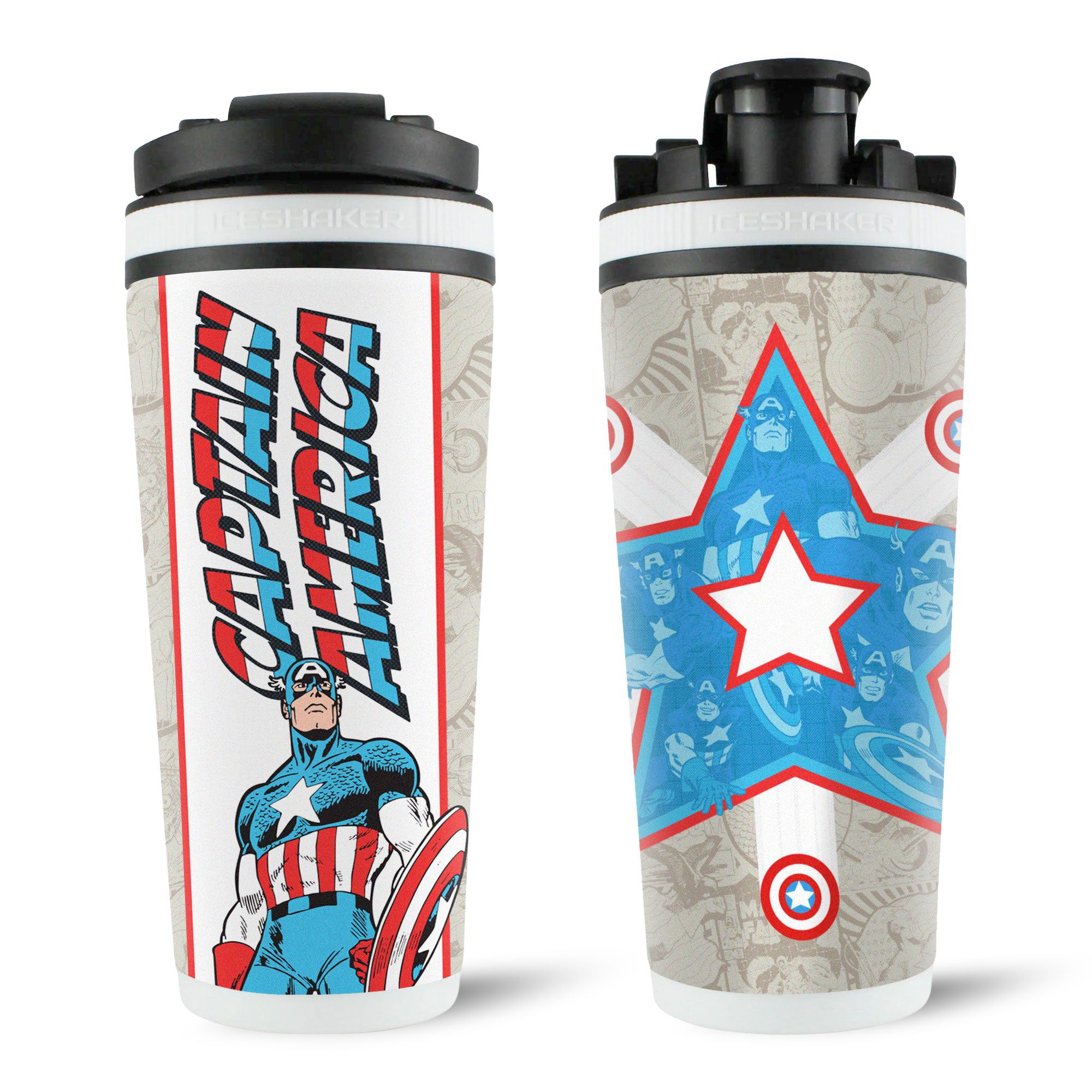 Marvel Retro Captain America Shaker Water Bottle | Ice Shaker