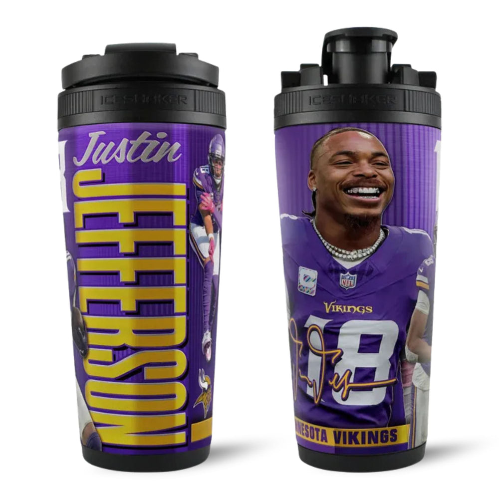 Minnesota Vikings Justin Jefferson Stainless Steel Shaker | Ice Shaker